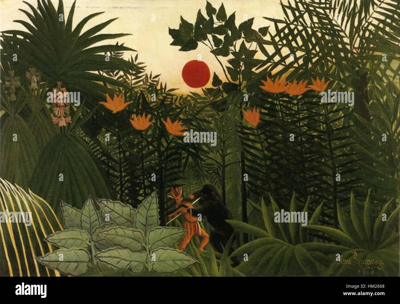 Henri Rousseau's 'Tropical Landscape' depicts a vivid scene of an ...