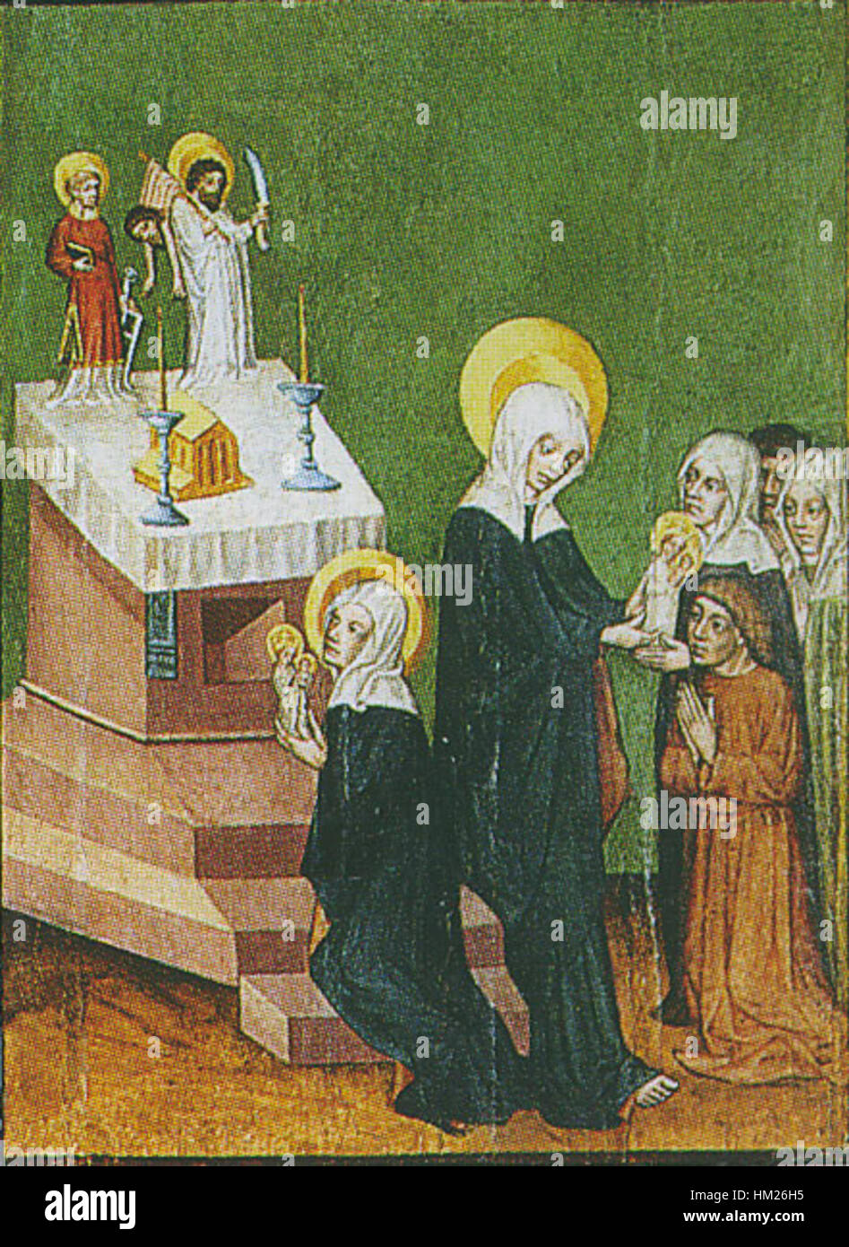 A historic religious painting, 'Hedwig Altar XXVIII,' depicting scenes ...