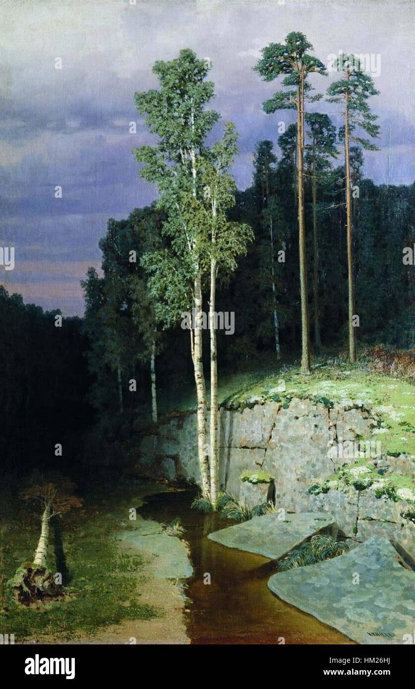 This oil painting by Arkhip Kuindzhi, titled 'On Valaam,' depicts the ...