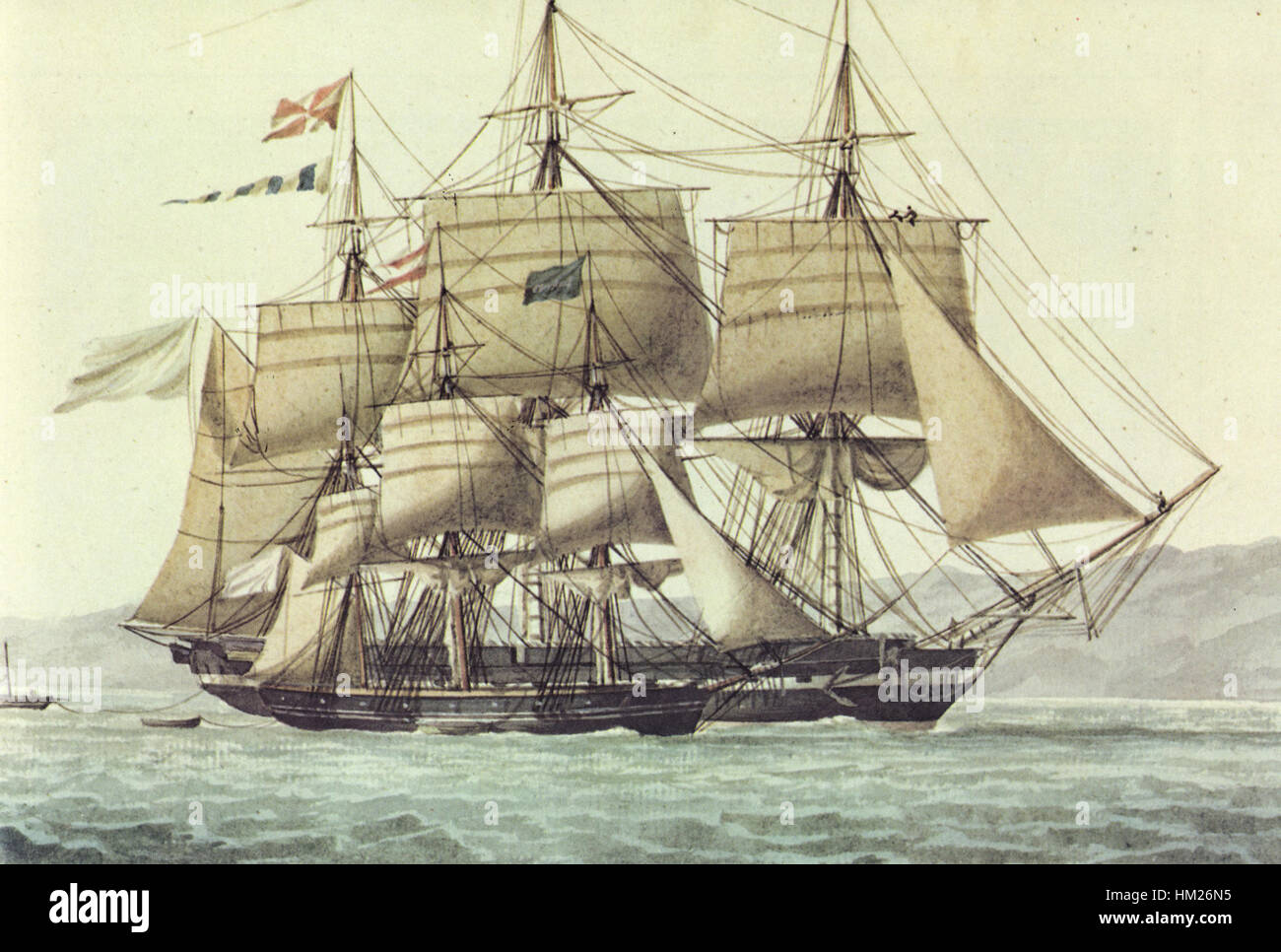 *La Junon* by Antoine Roux is a maritime painting depicting a classical ...