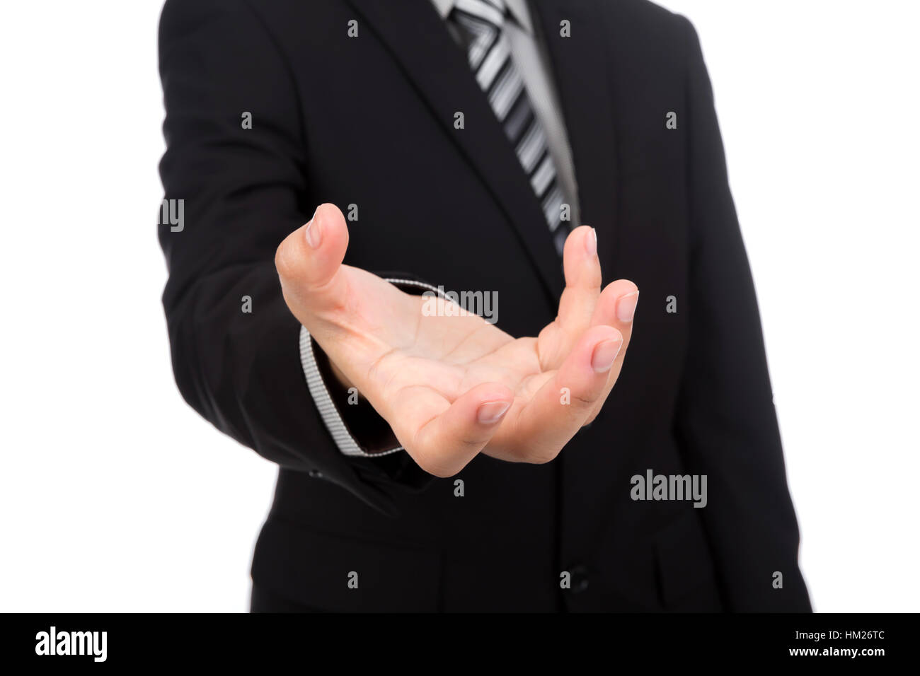 Open hand of business man Stock Photo - Alamy