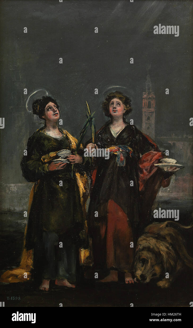 This sketch by an unknown artist depicts Saints Justa and Rufina, early ...