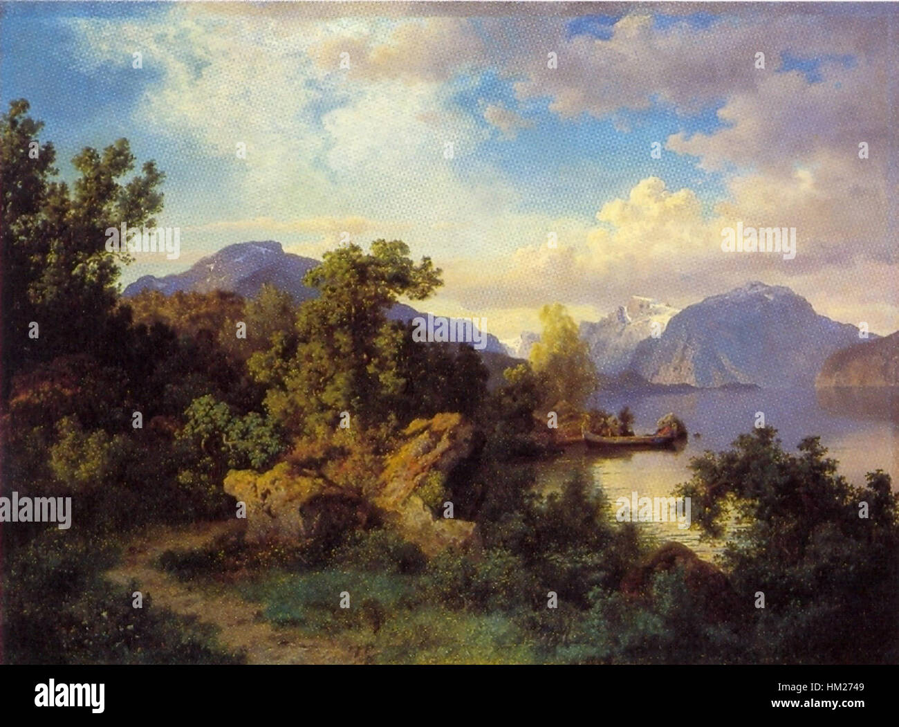 Hans Gude's 1850 painting 'Balestrand Ved Garden Flesje' depicts a ...