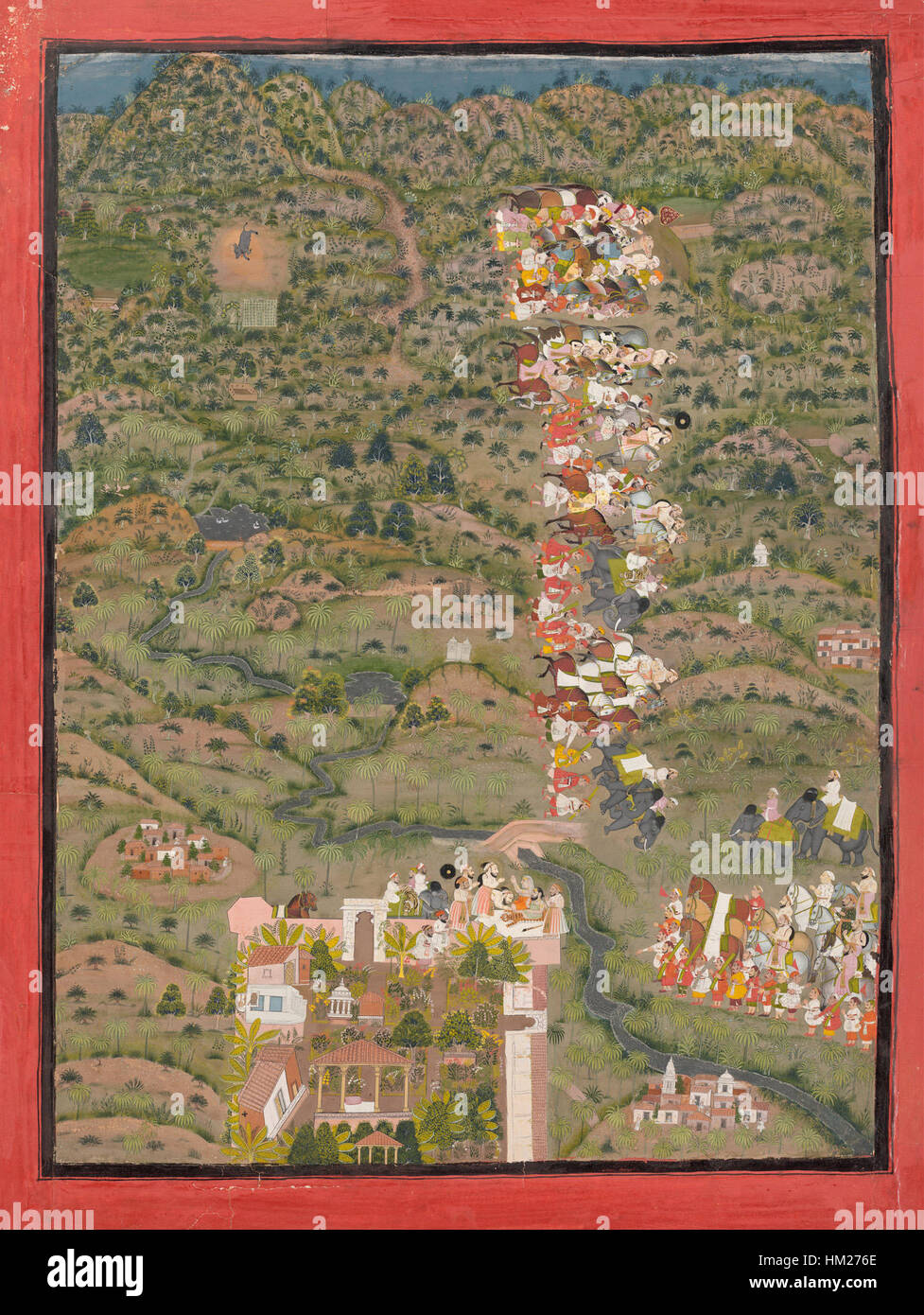 This painting depicts Maharana Sangram II, the ruler of Mewar, visiting ...