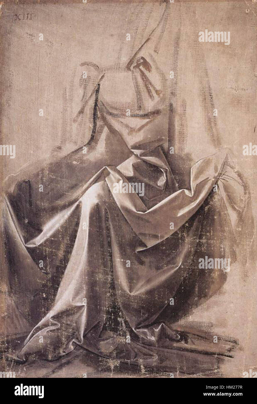 This drawing by Leonardo da Vinci, titled 'Drapery for a Seated Figure ...