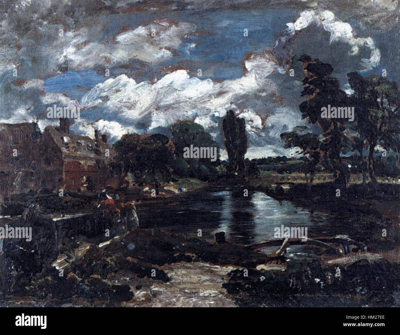 John Constable's 'Flatford Mill from a Lock on the Stour' captures a serene rural scene along ...