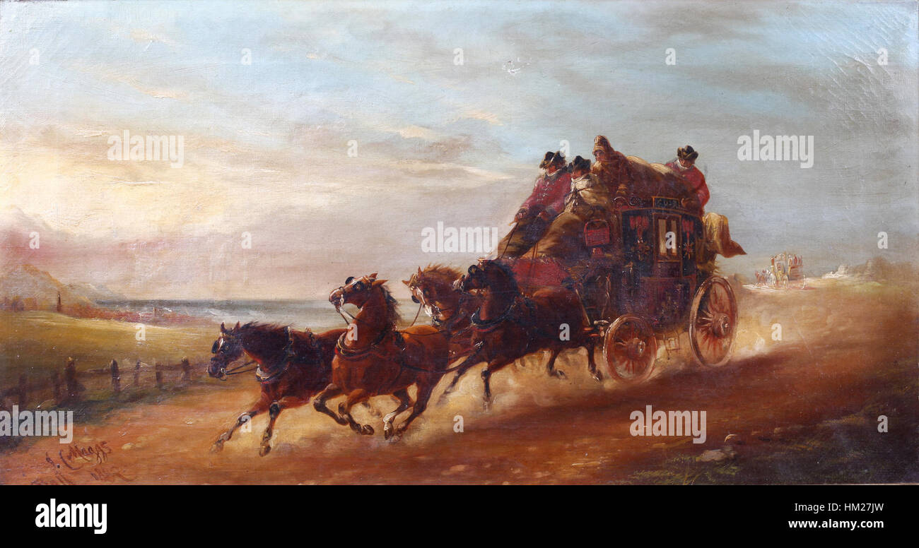 'The Mail Coach' by John Charles Maggs captures the movement and hustle ...