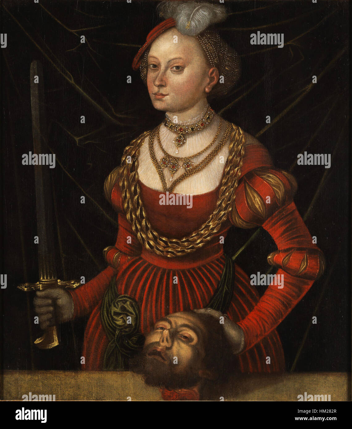 The artwork 'Judith mit dem Haupt des Holofernes' by Lucas Cranach the ...