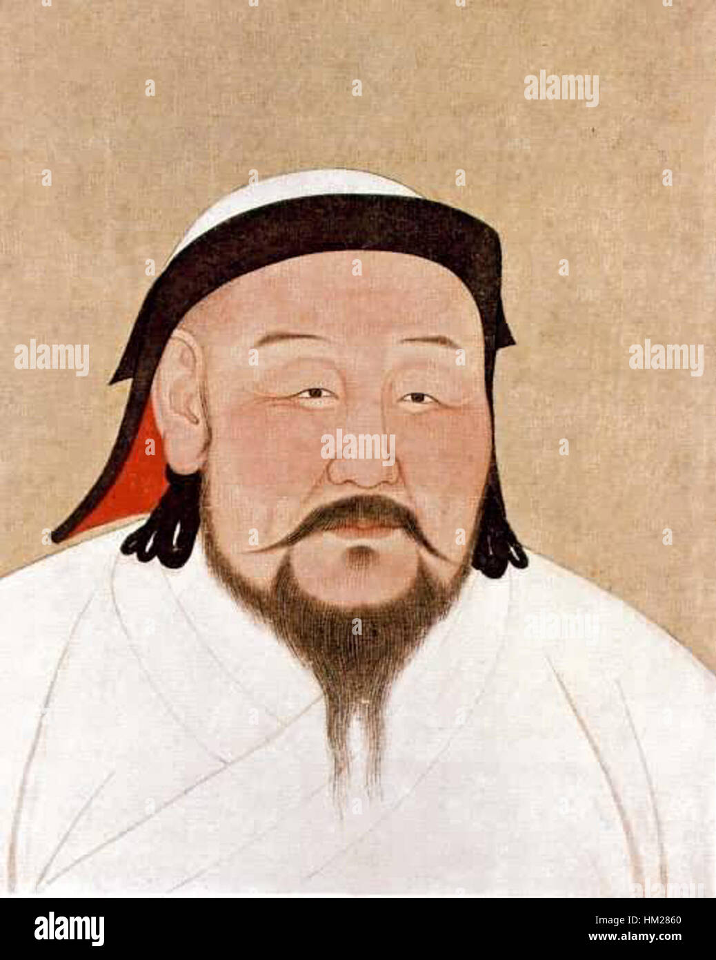 This artwork depicts Kublai Khan, the Mongol emperor and founder of the ...