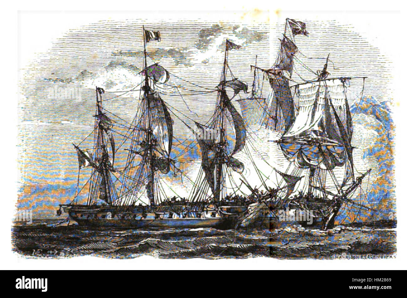 'La Marine' by artist Pacini is a vivid depiction of naval life ...