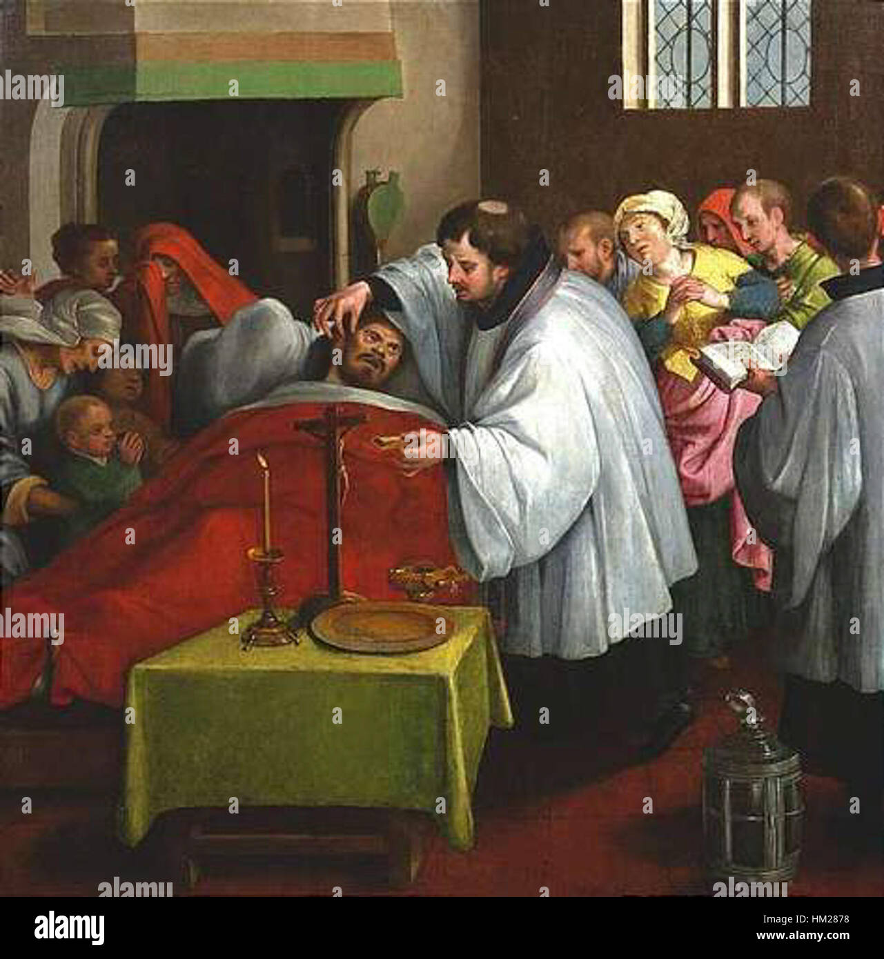 This 1600s artwork, *Last Rites*, depicts a religious scene ...