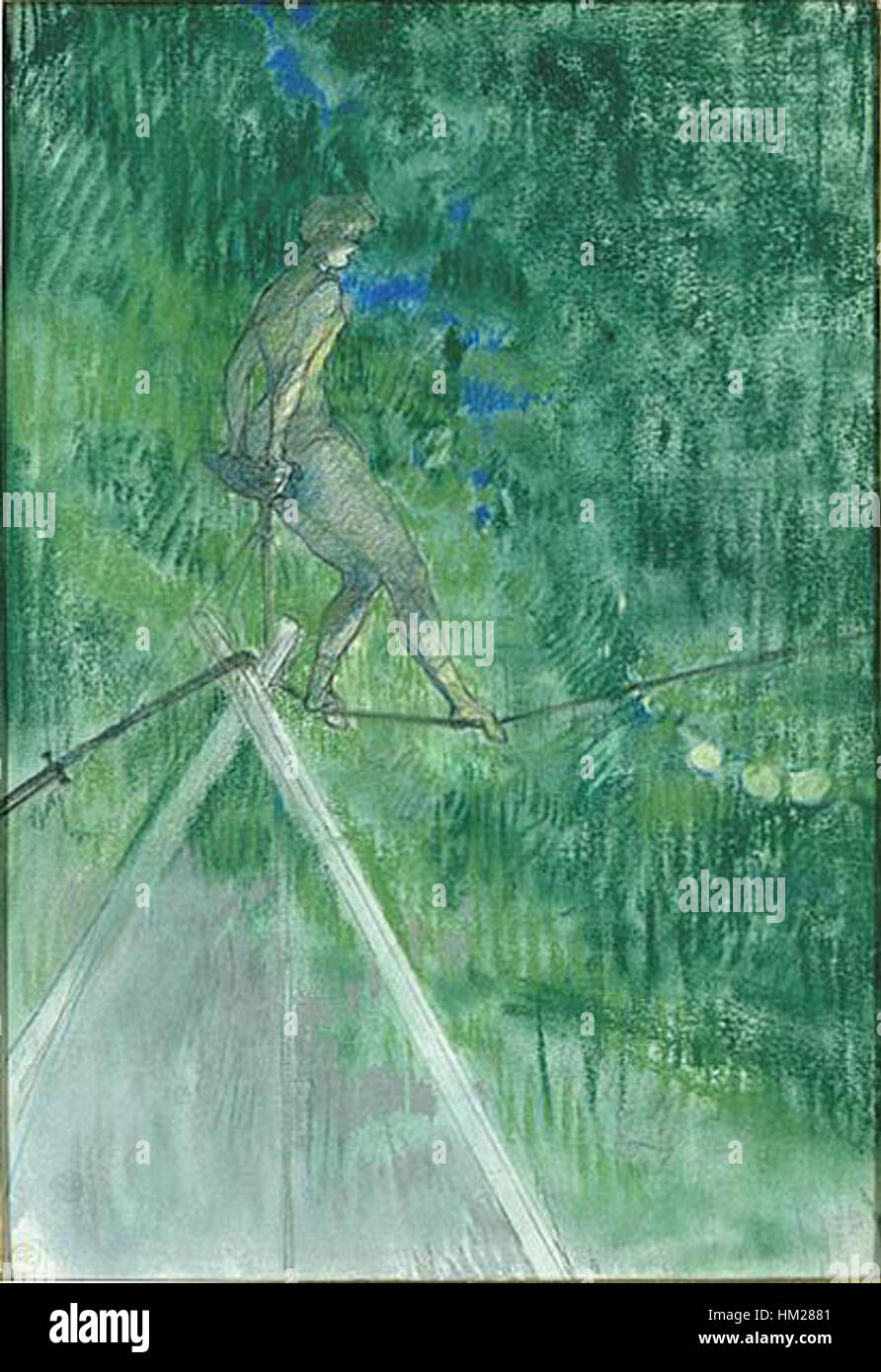 'La danseuse de corde' is a dynamic painting showcasing a tightrope ...