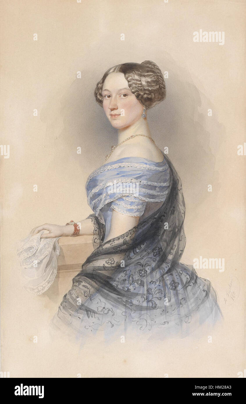 Leopold Fischer’s 1850 portrait 'Bildnis einer jungen Frau in ...