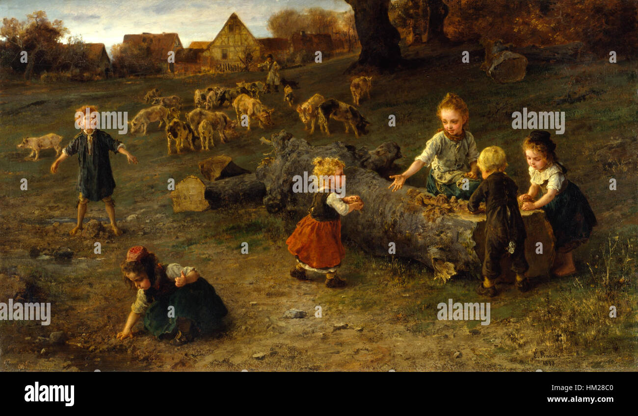 Ludwig Knaus' 'Mud Pies' is a delightful portrayal of children at play ...