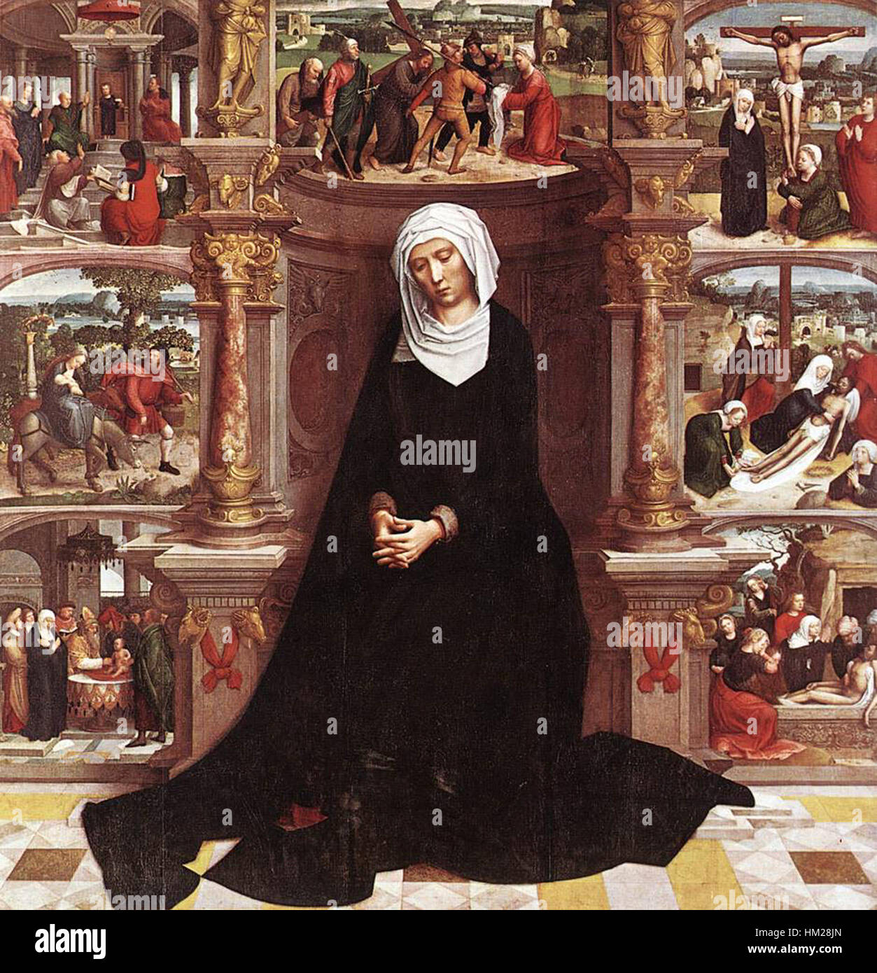 A painting by Adriaen Isenbrant depicting 'Our Lady of the Seven ...