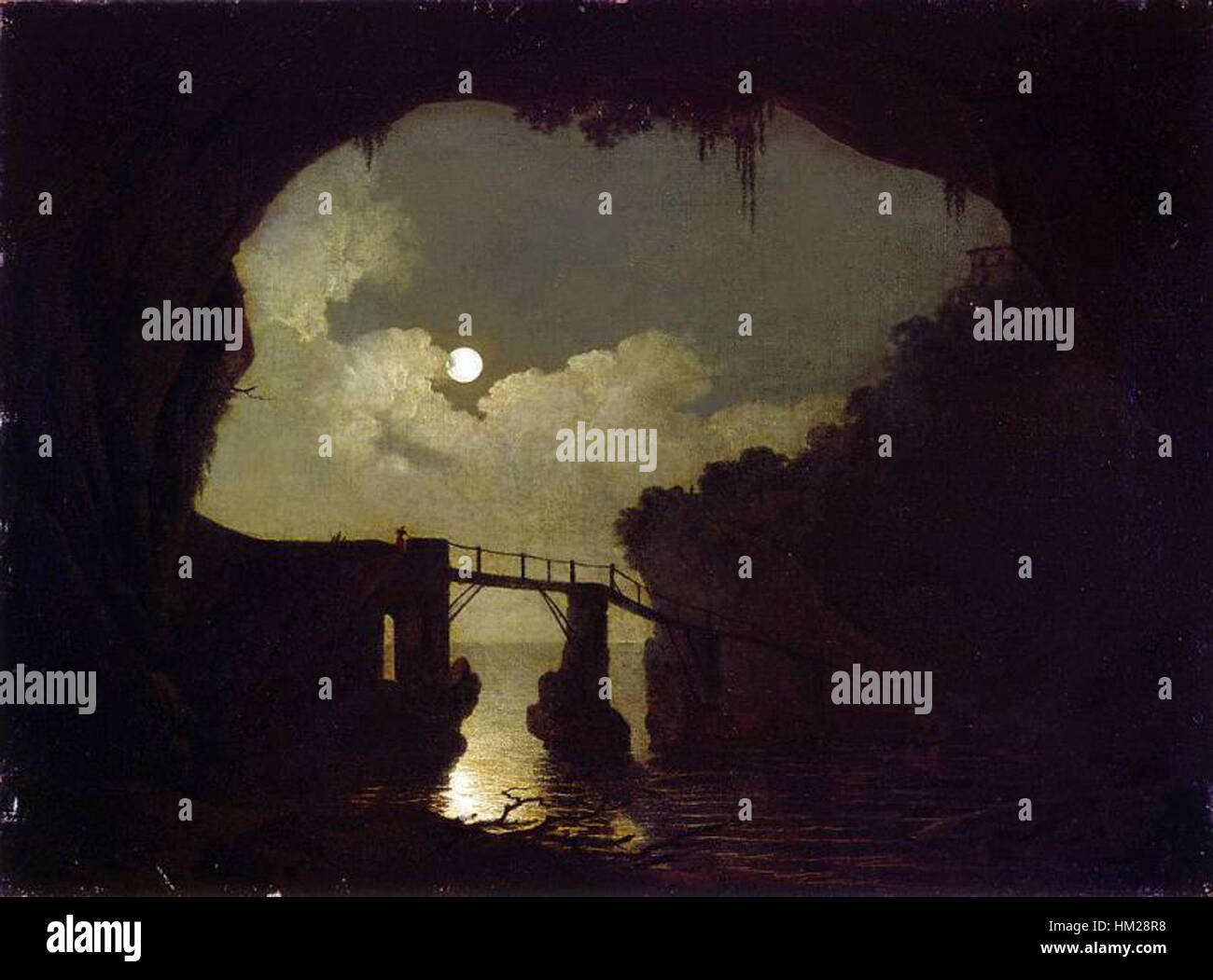 Joseph Wright of Derby's painting 'Bridge Through a Cavern Moonlight ...