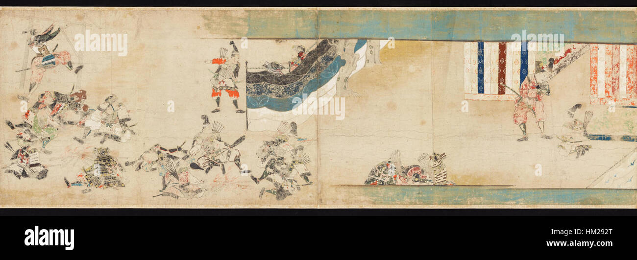 The 'Gosannen kassen ekotoba' is a Japanese historical narrative scroll ...