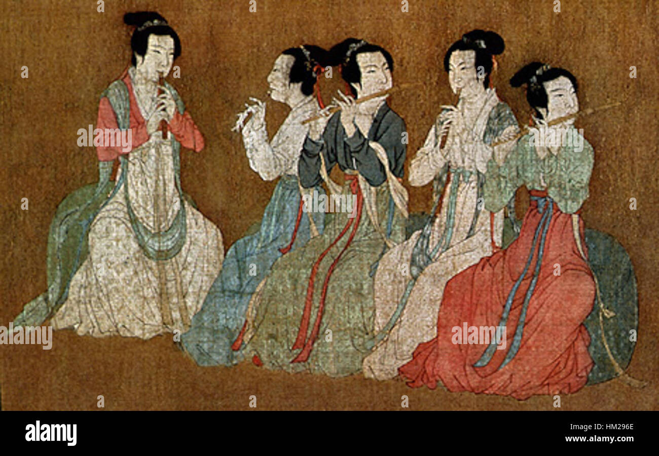 A detail from 'Night Revels of Han Xizai' by Gu Hongzhong, an iconic ...