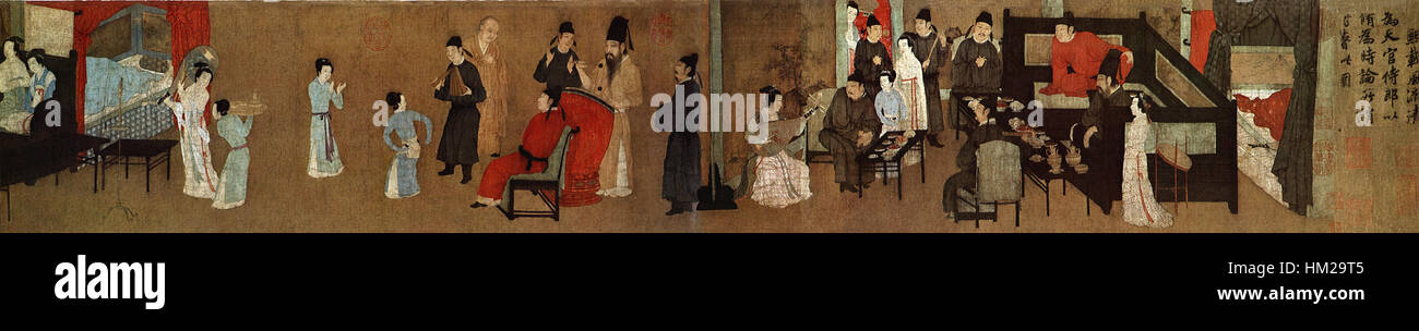 Gu Hongzhong’s famous painting 'Night Revels' depicts a lively and ...