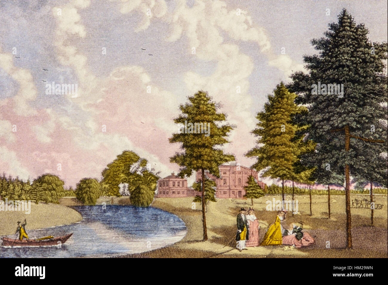 This painting by Thomas Day depicts Hare Hall in Essex, the residence ...