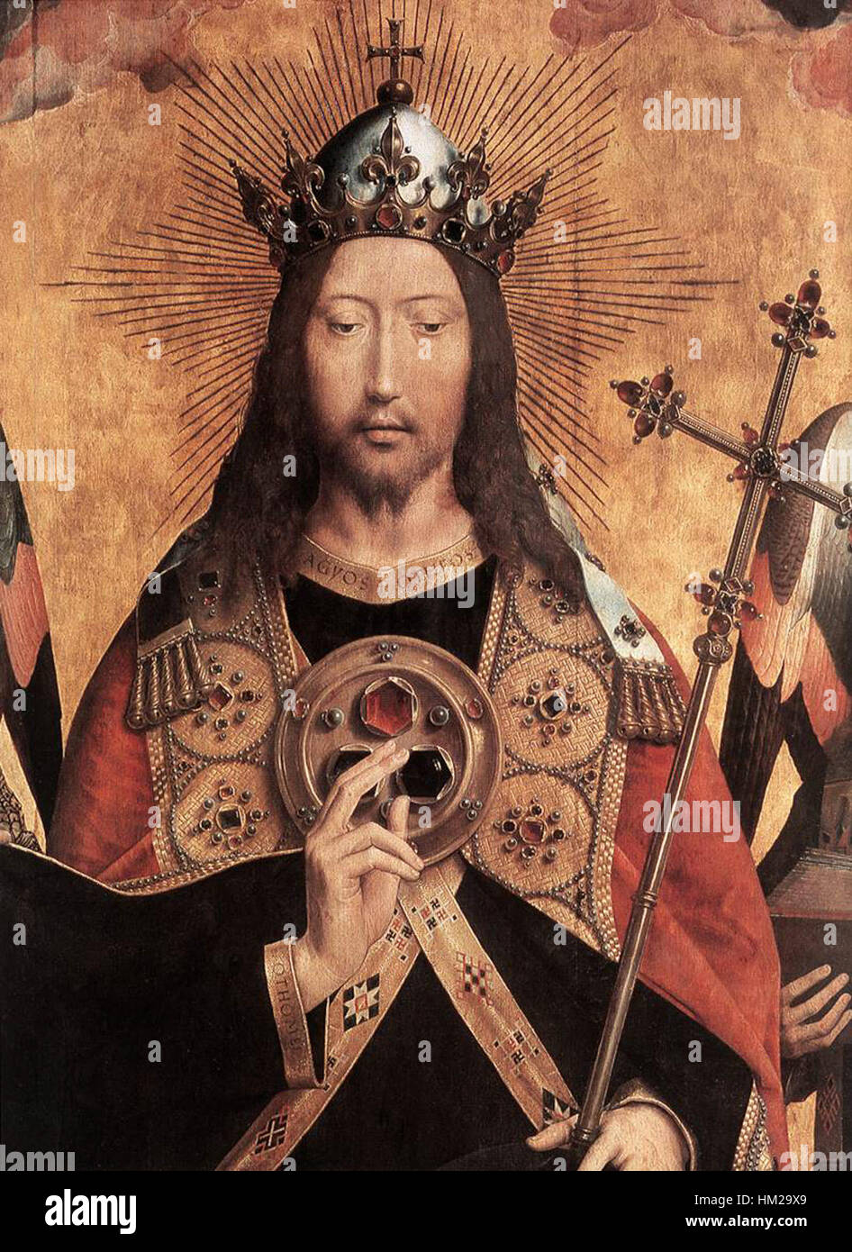 This detailed painting by Hans Memling, 'Christ Surrounded by Musician ...