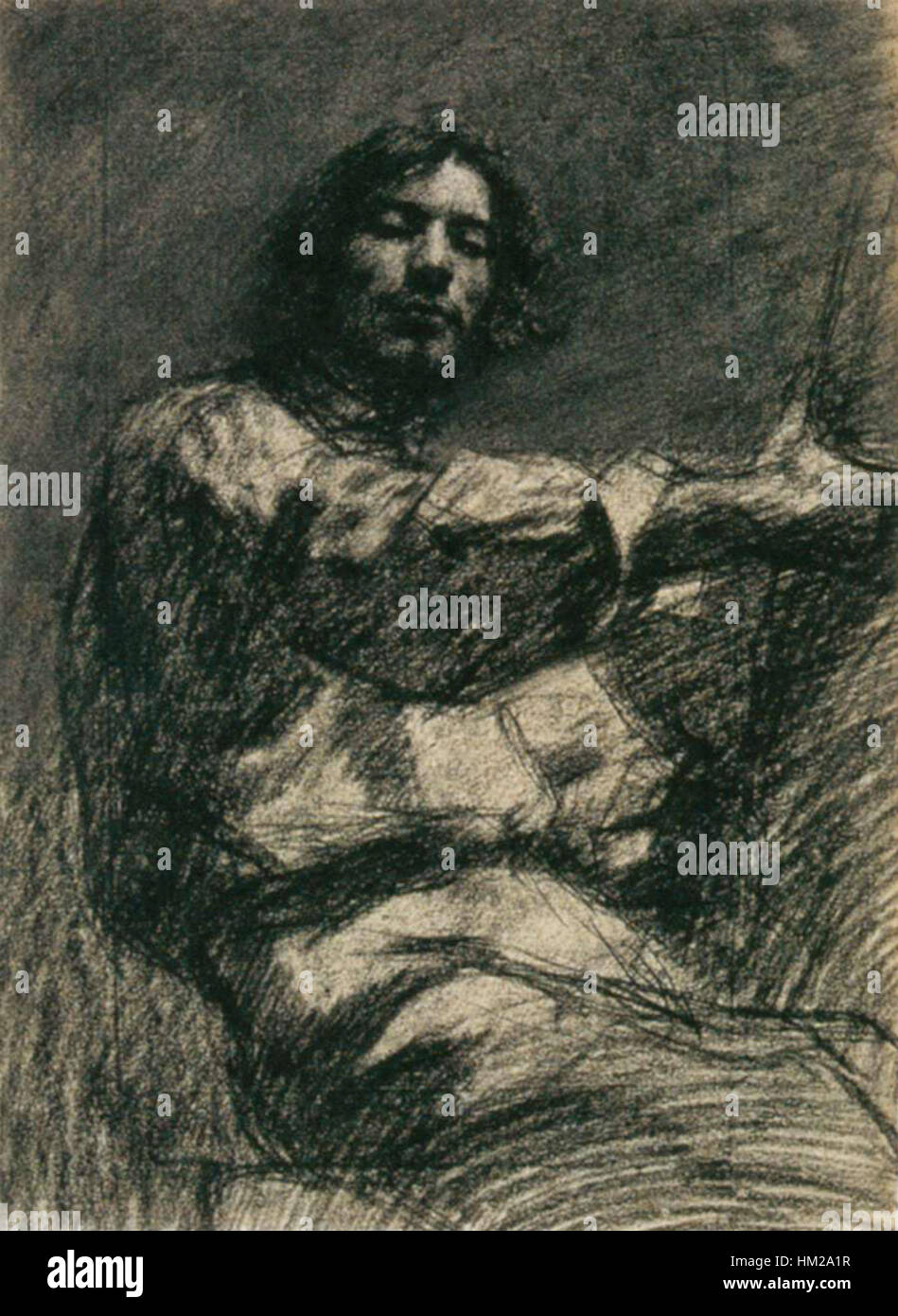 This oil painting by Gustave Courbet, titled 'Seated Young Man ...