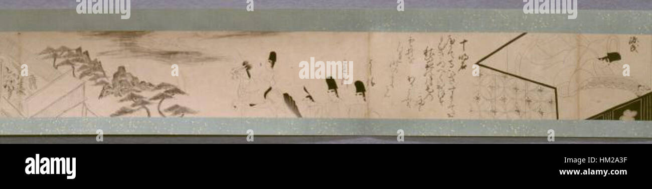This Japanese emaki (scroll painting) from the *Genji Monogatari ...