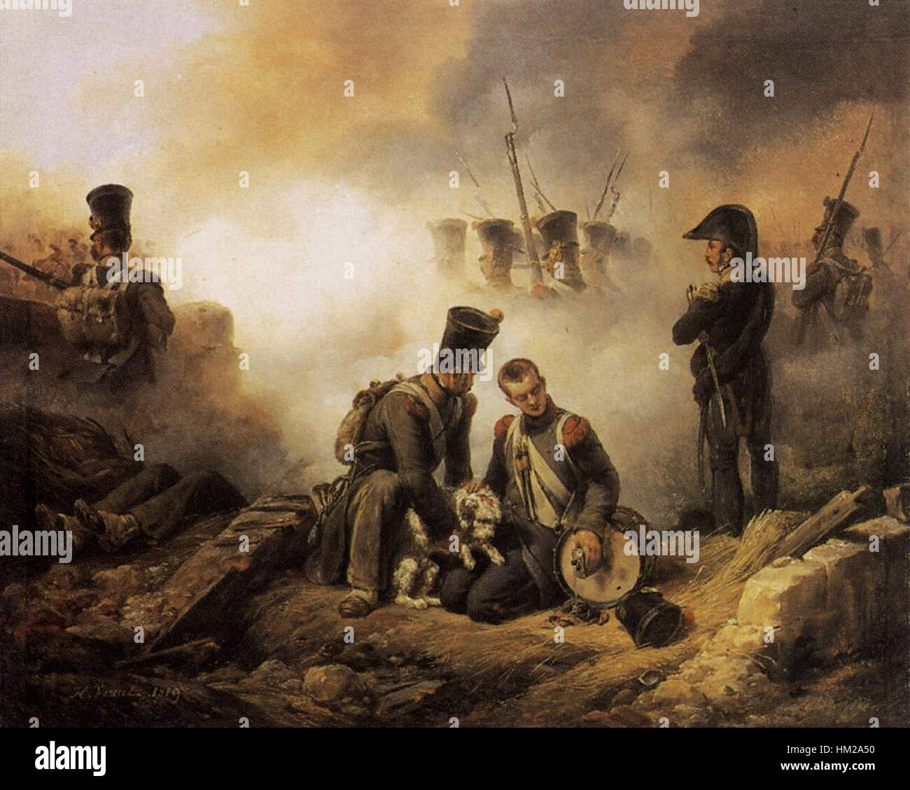 Horace Vernet's 'The Dog of the Regiment Wounded' depicts a poignant ...