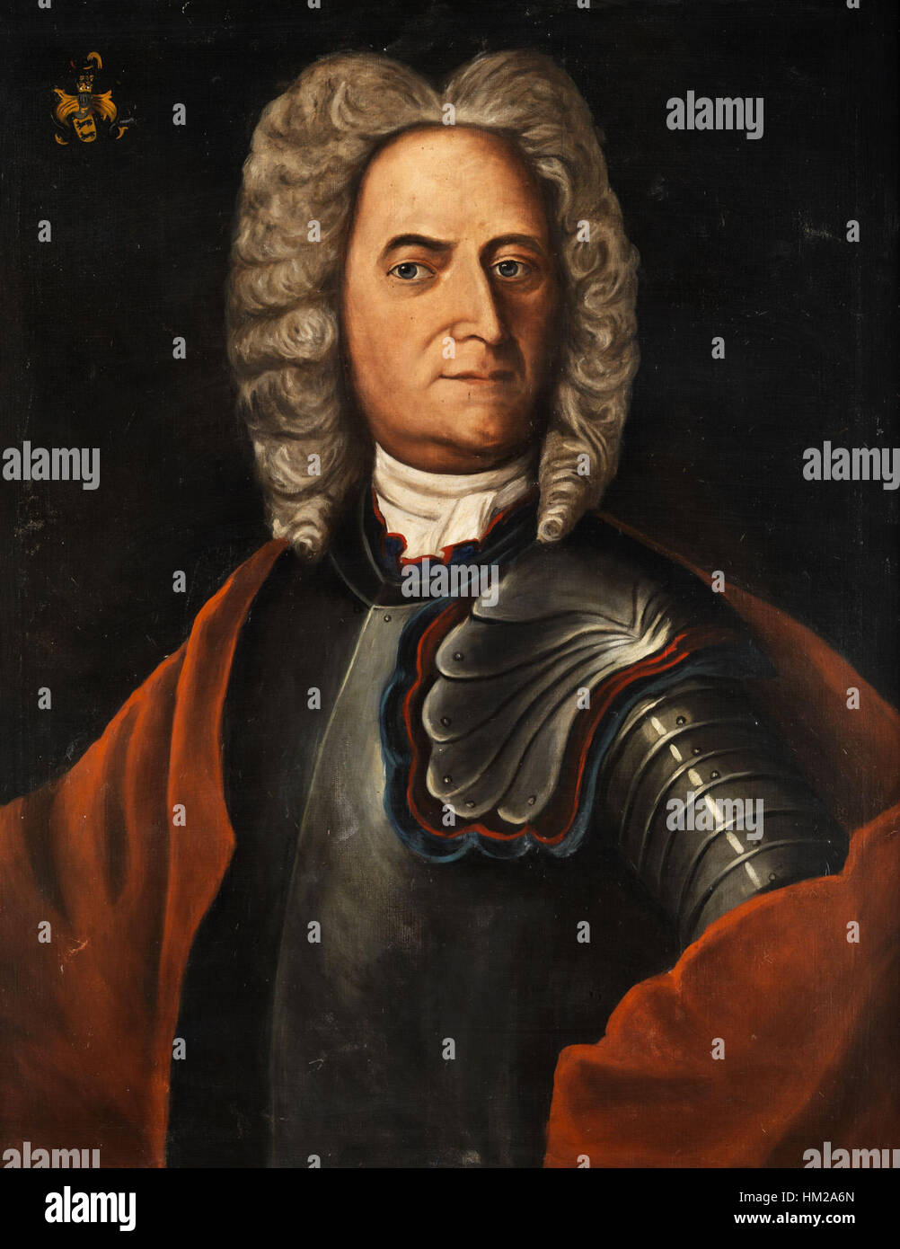 A portrait painting of a nobleman in full armor, complete with a coat ...