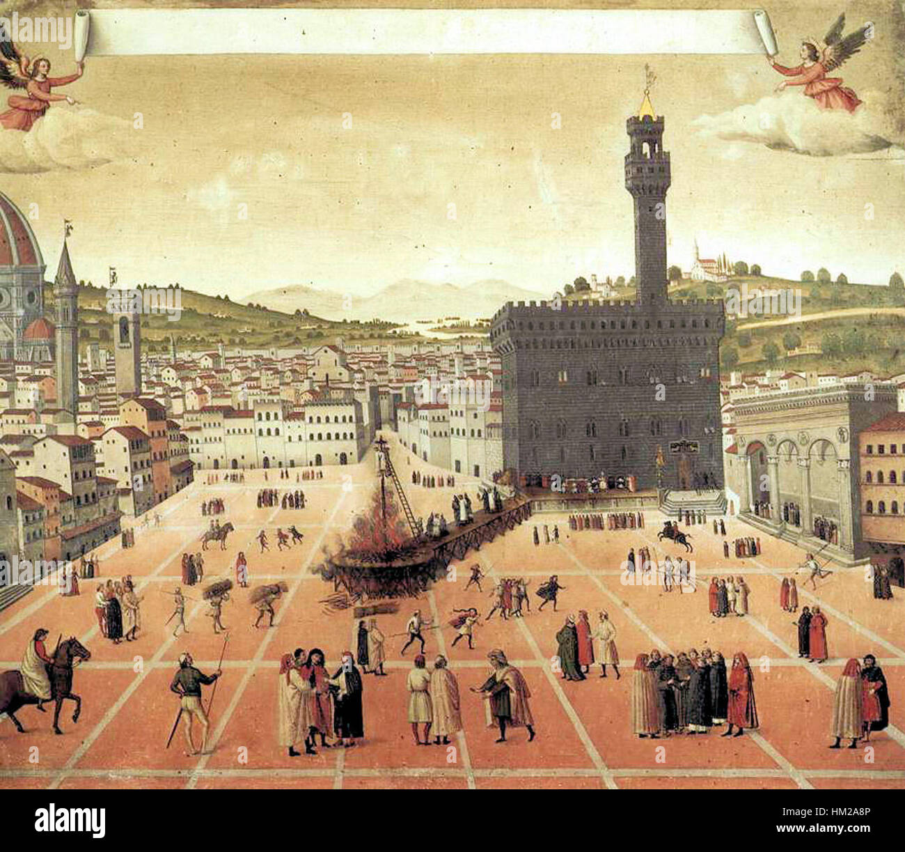 This painting depicts the execution of Girolamo Savonarola, a Dominican ...