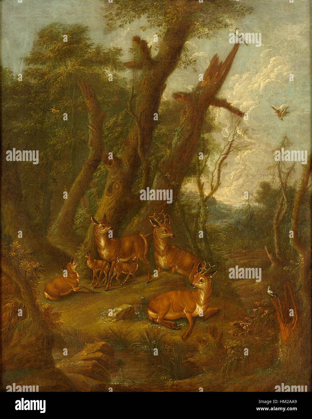 This 18th-century painting depicts a herd of deer, highlighting the ...