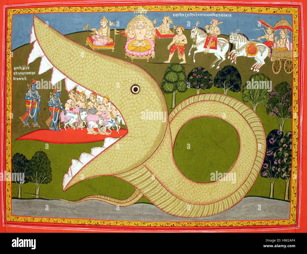 This painting depicts the moment from Hindu mythology when Krishna and ...