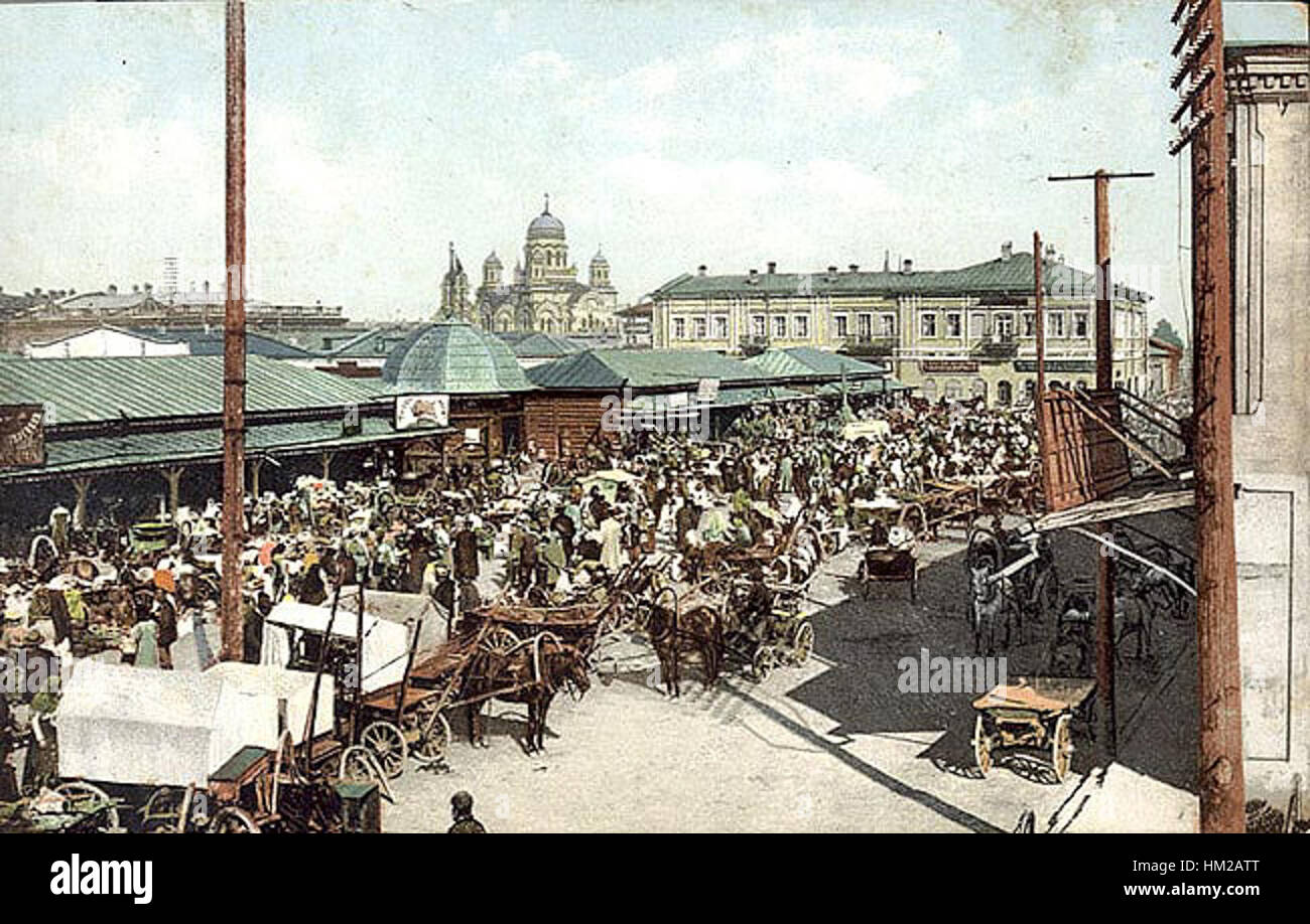 This 19th-century depiction of a market scene in Irkutsk offers a ...