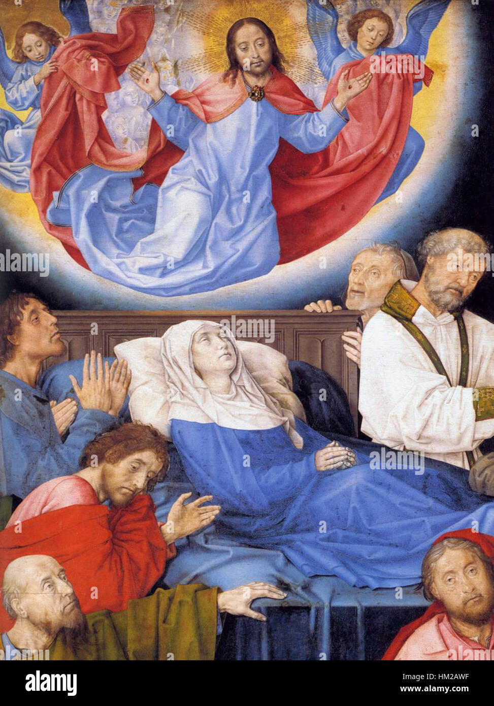 This detailed portion of 'The Death of the Virgin' by Hugo van der Goes showcases the artist’s ...