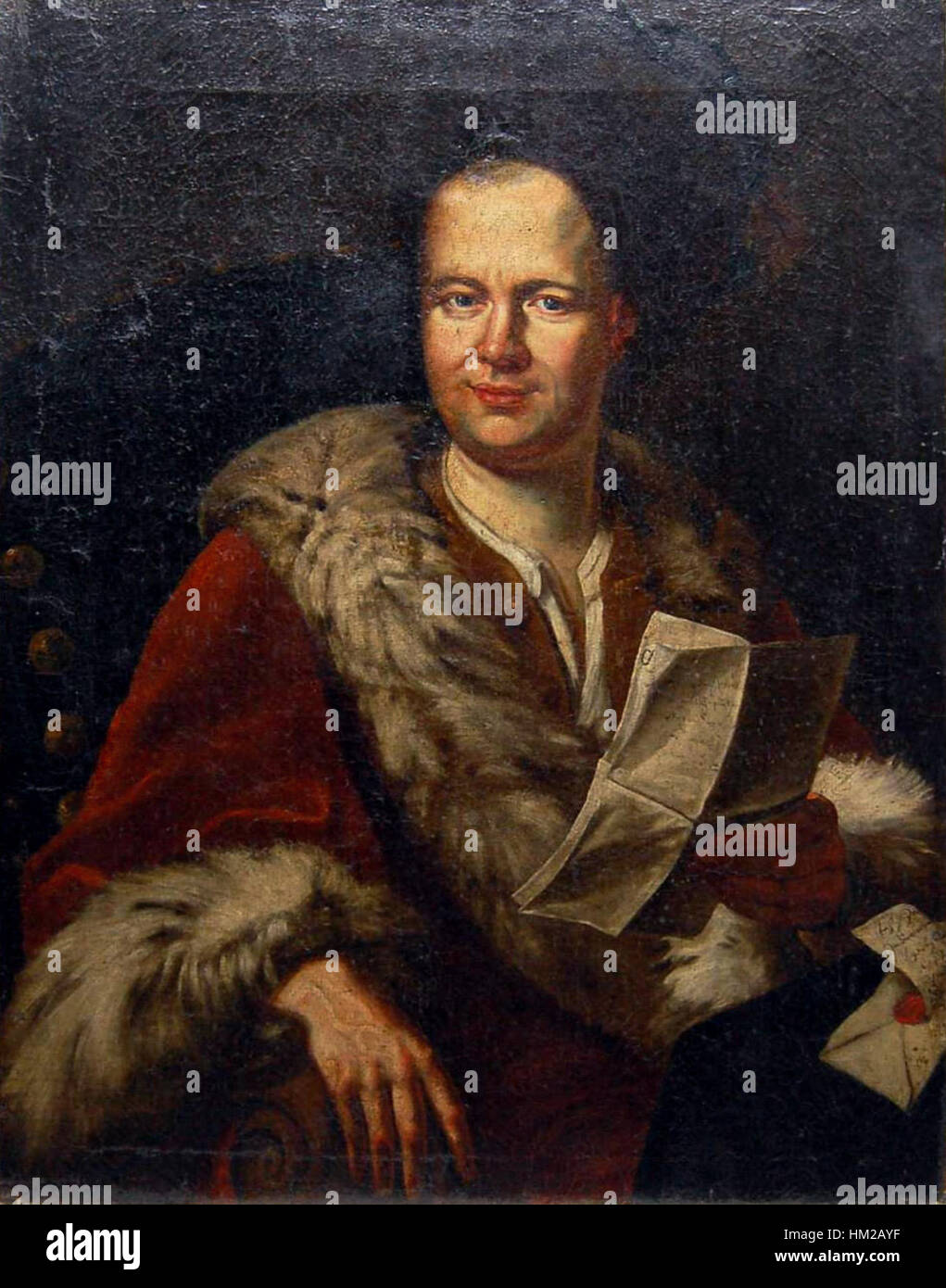 This 18th-century portrait, titled 'Herrenportrait mit Brief', features ...