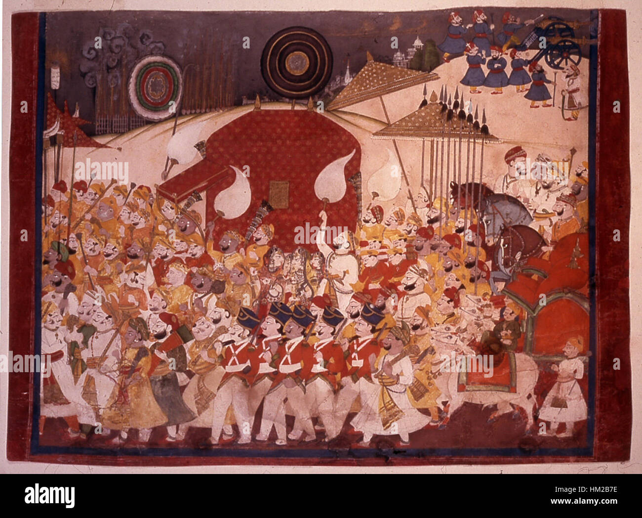 This painting, titled 'Indian - A Wedding Procession,' depicts a ...