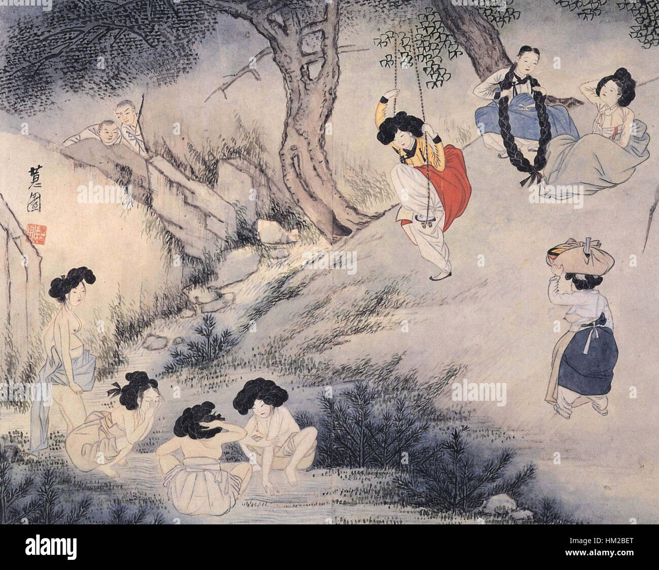 This painting, titled 'Hyewon-Danopungjeong', is a classic example of ...