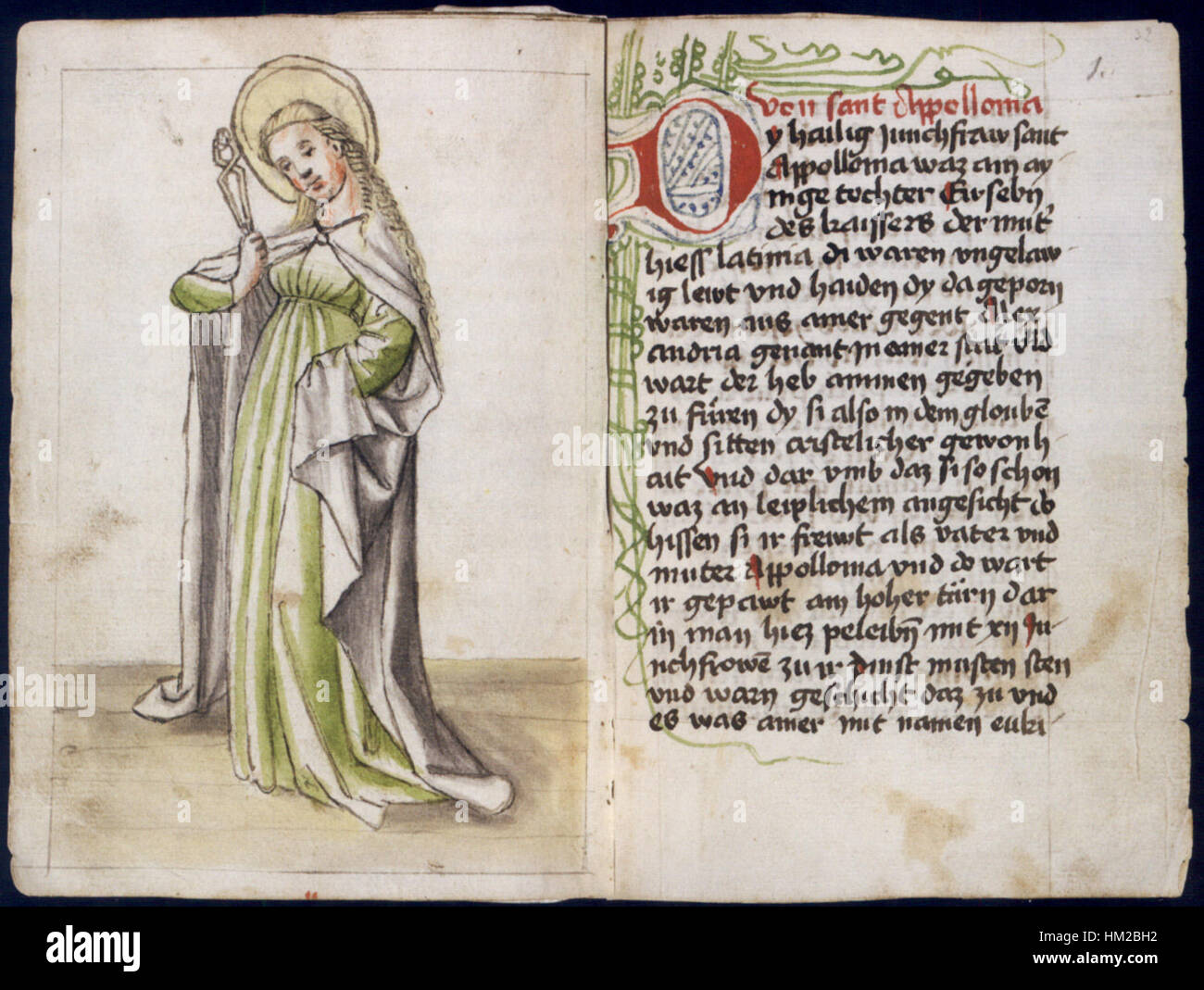 The Heiligenleben Codex, specifically Cod Don 117, contains depictions of St. Apollonia. This ...