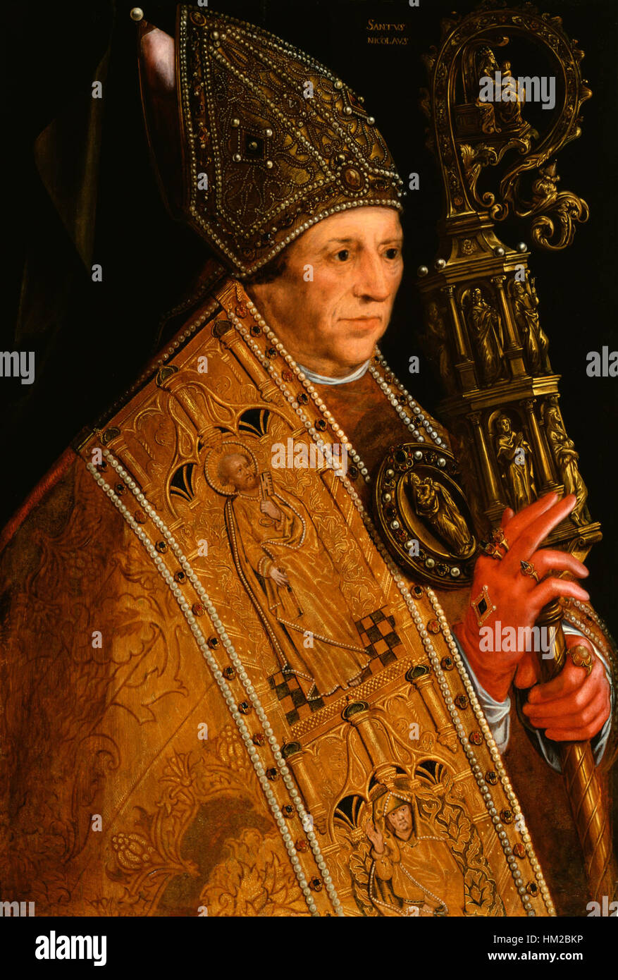 This portrait of St. Nicholas by Jacques de Poindre, held in the ...