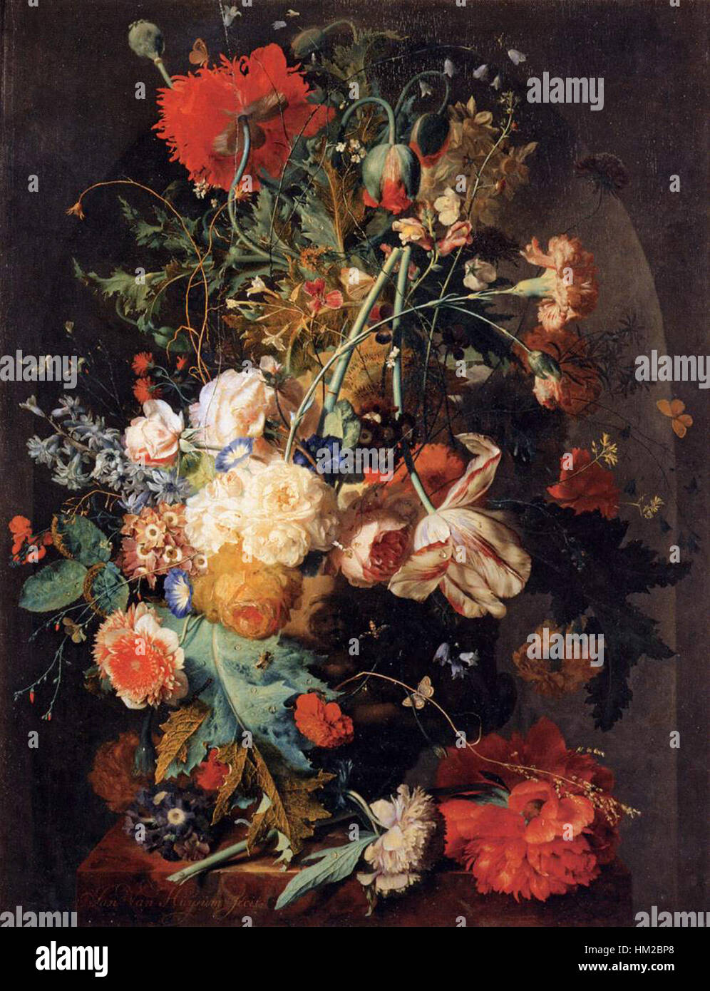 A still life painting titled 'Vase of Flowers in a Niche' by Jan van ...