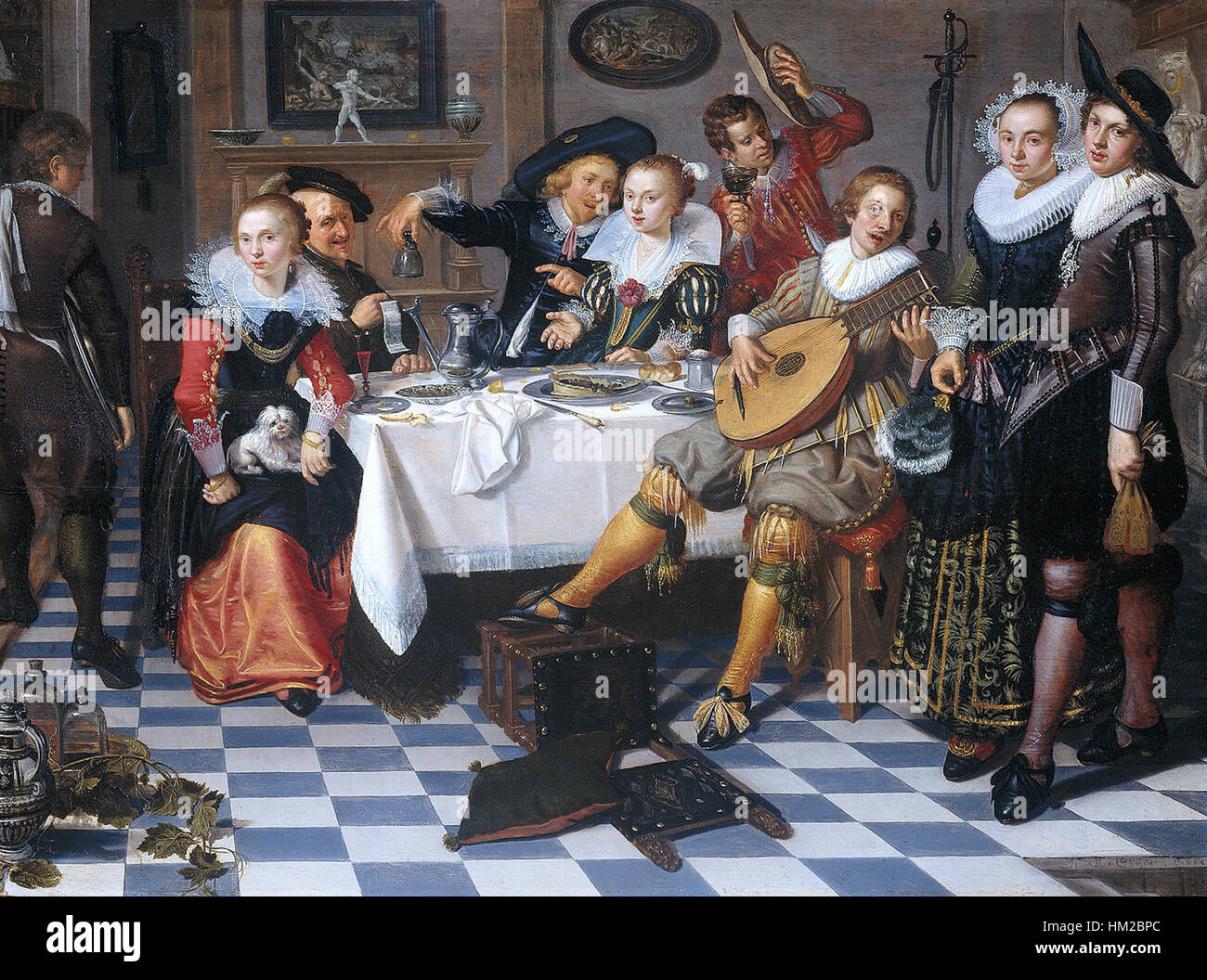 'A Party' by Isaac Elias, painted in 1629, captures a moment of social ...