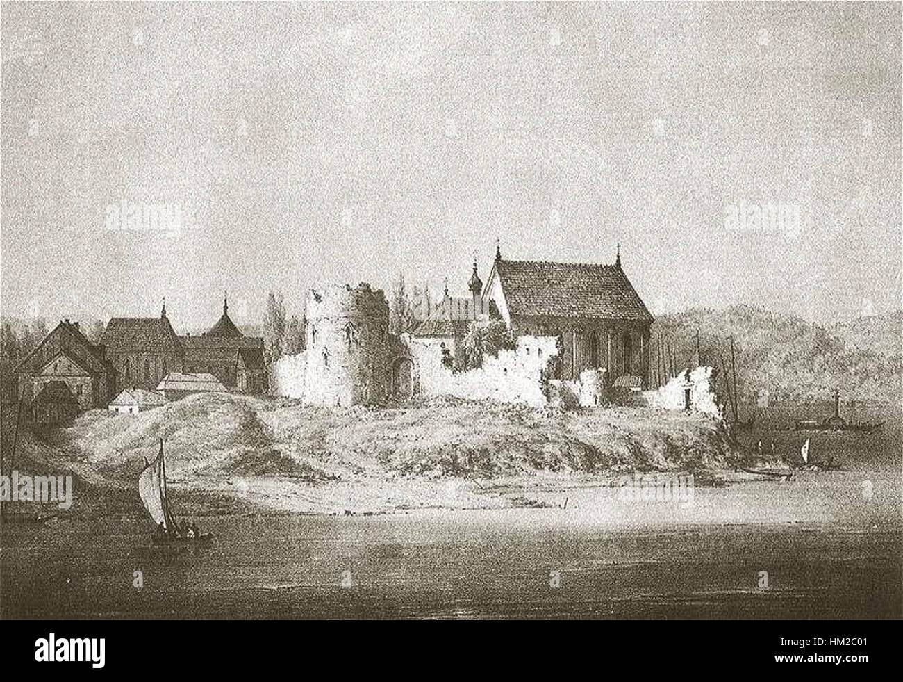 A historic representation of Kaunas Castle in Lithuania, highlighting ...