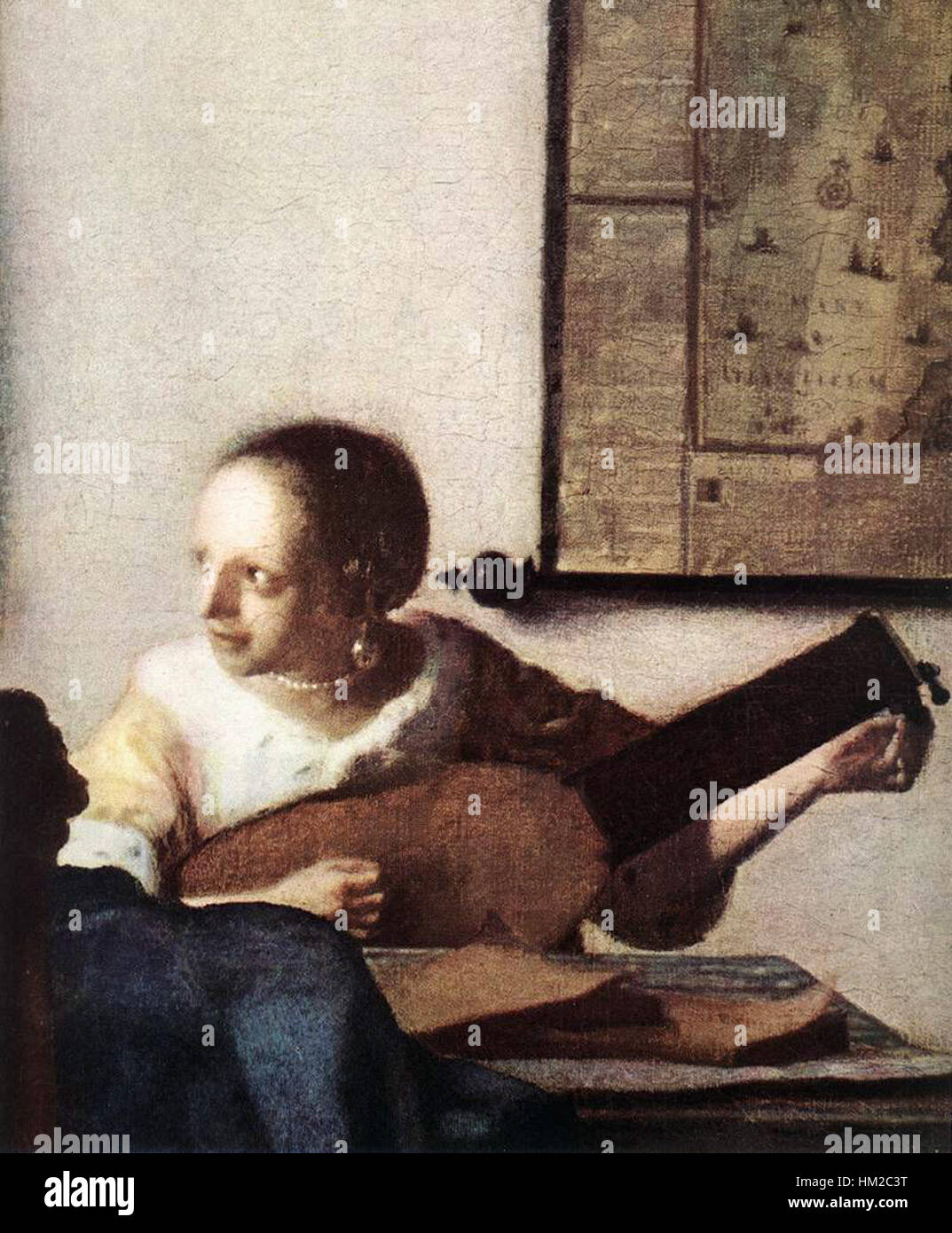 A detail of Johannes Vermeer's iconic painting 'Woman with a Lute near ...