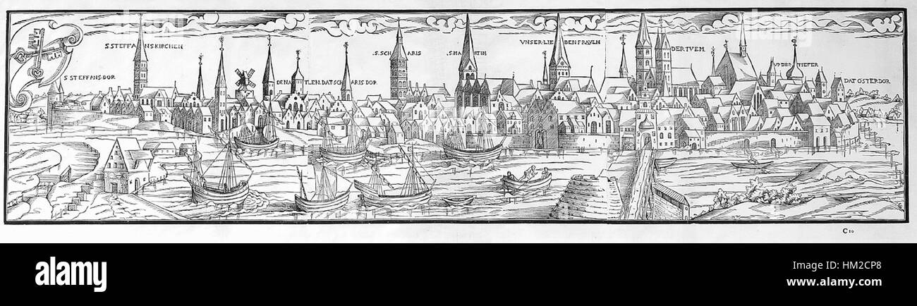 This 1560 map, 'Karte Bremen,' provides a detailed representation of ...