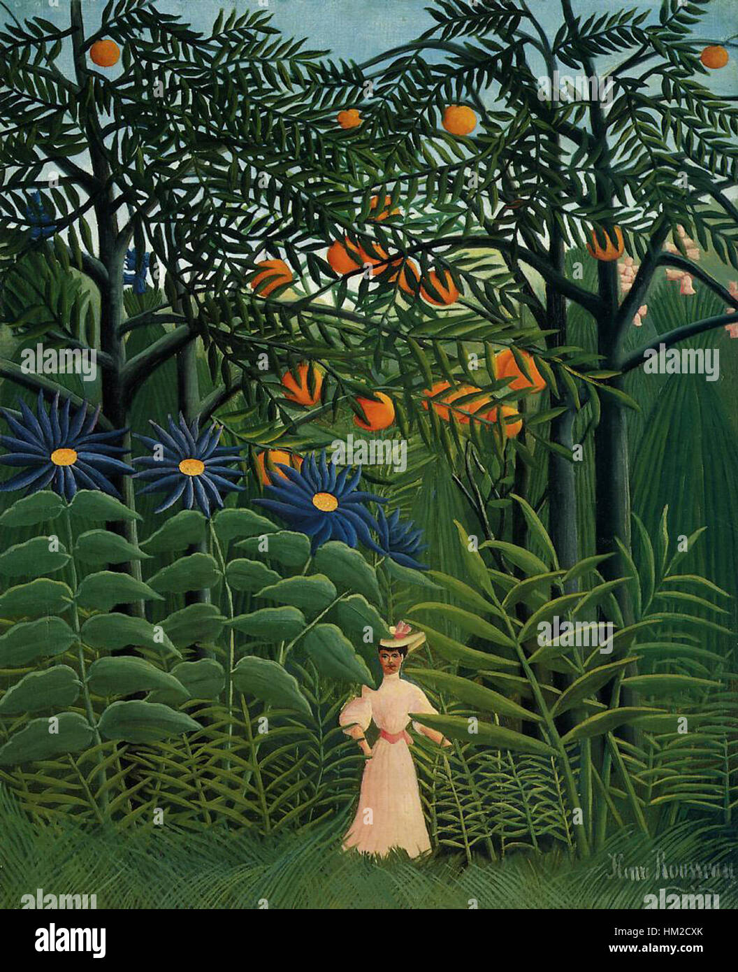 Henri Rousseau's 'Femme se promenant' (Woman Walking) is a vibrant ...