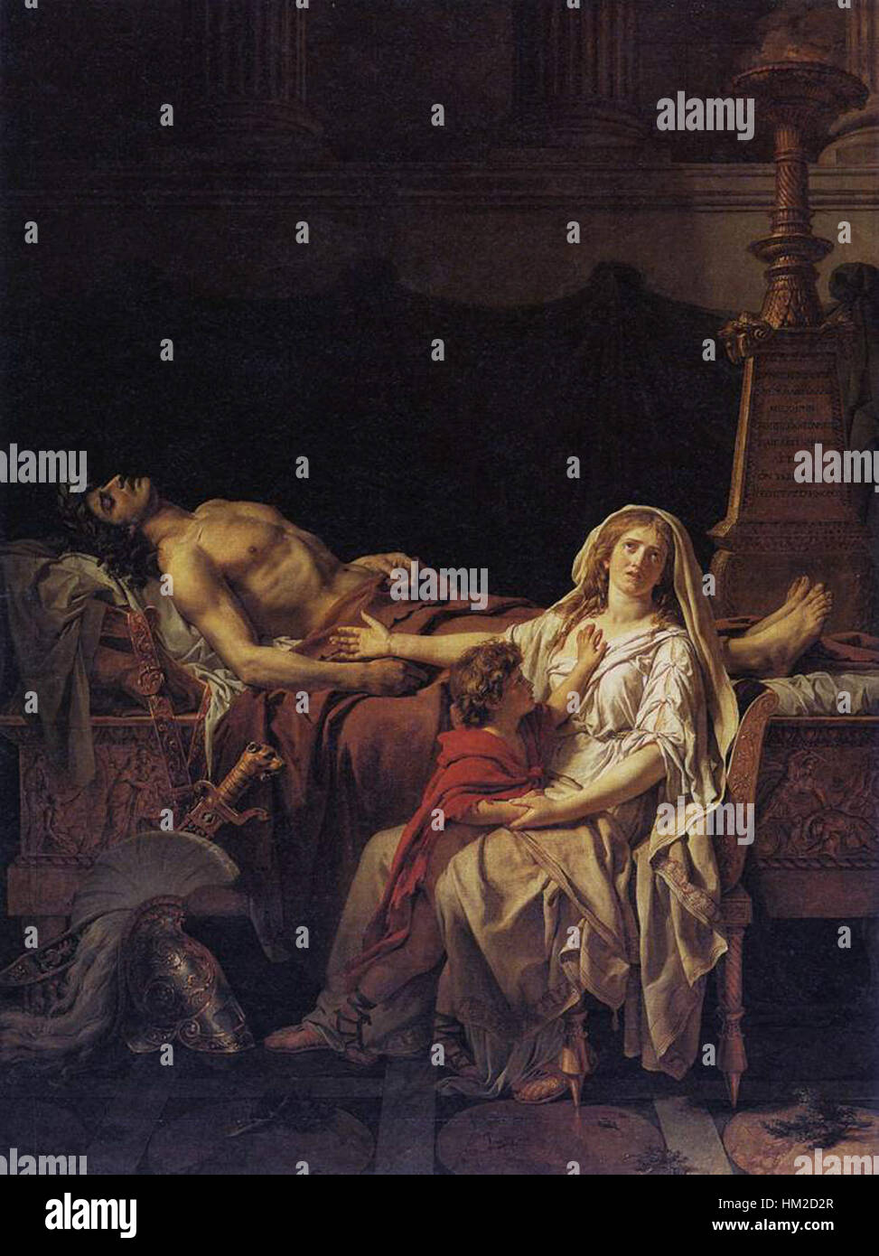 'Andromache Mourning Hector' by Jacques-Louis David depicts the ...