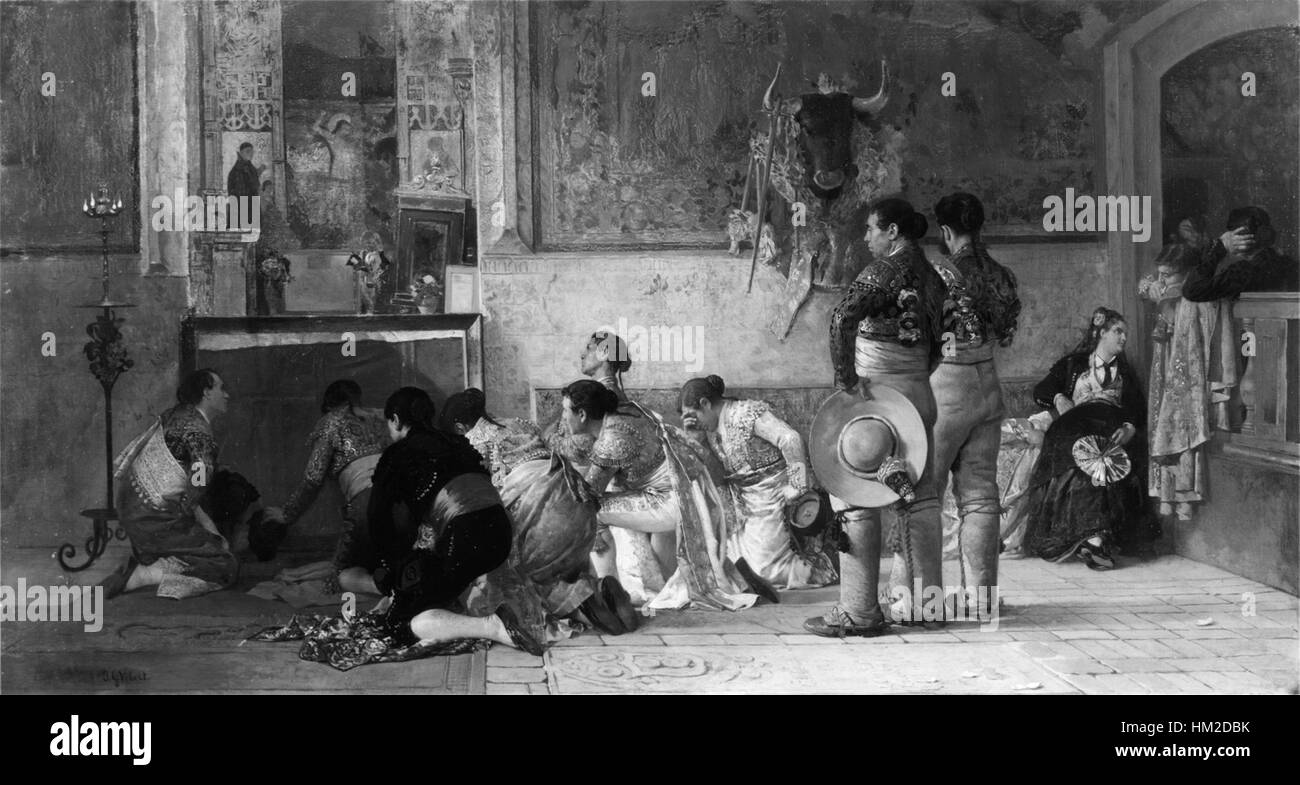 Jehan Georges Vibert's painting Toreros at Prayer before entering the ...