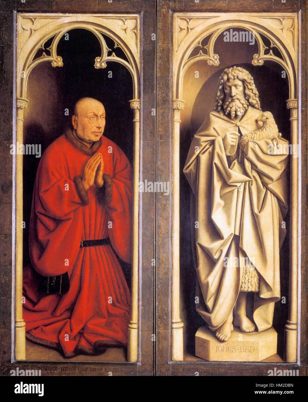 *The Ghent Altarpiece* by Jan van Eyck features a detailed panel ...