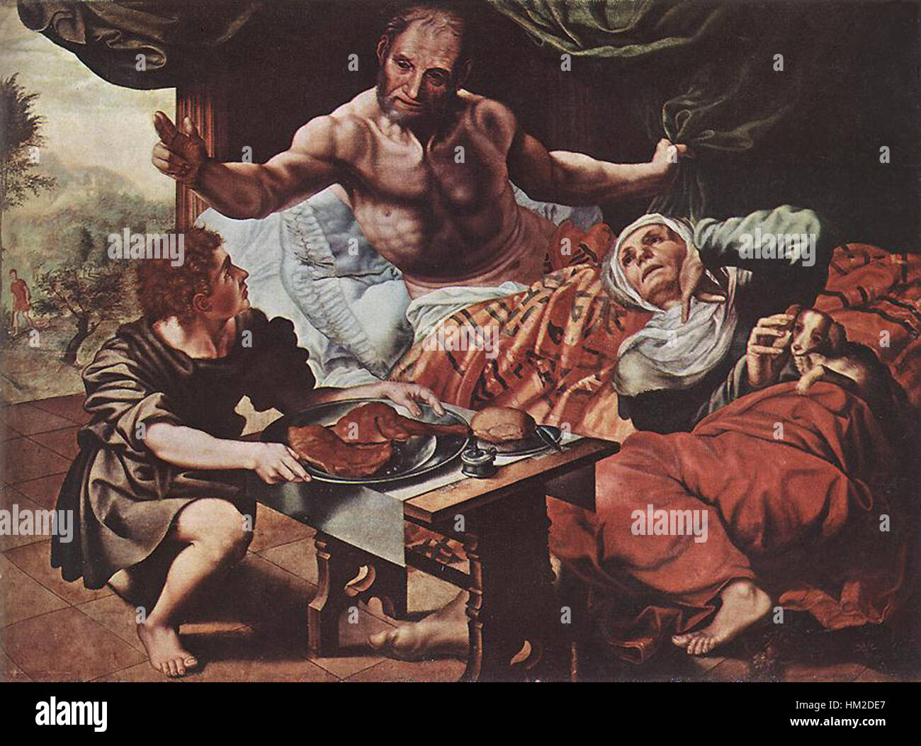 'Isaac Blessing Jacob' by Jan van Hemessen is a 16th-century oil ...