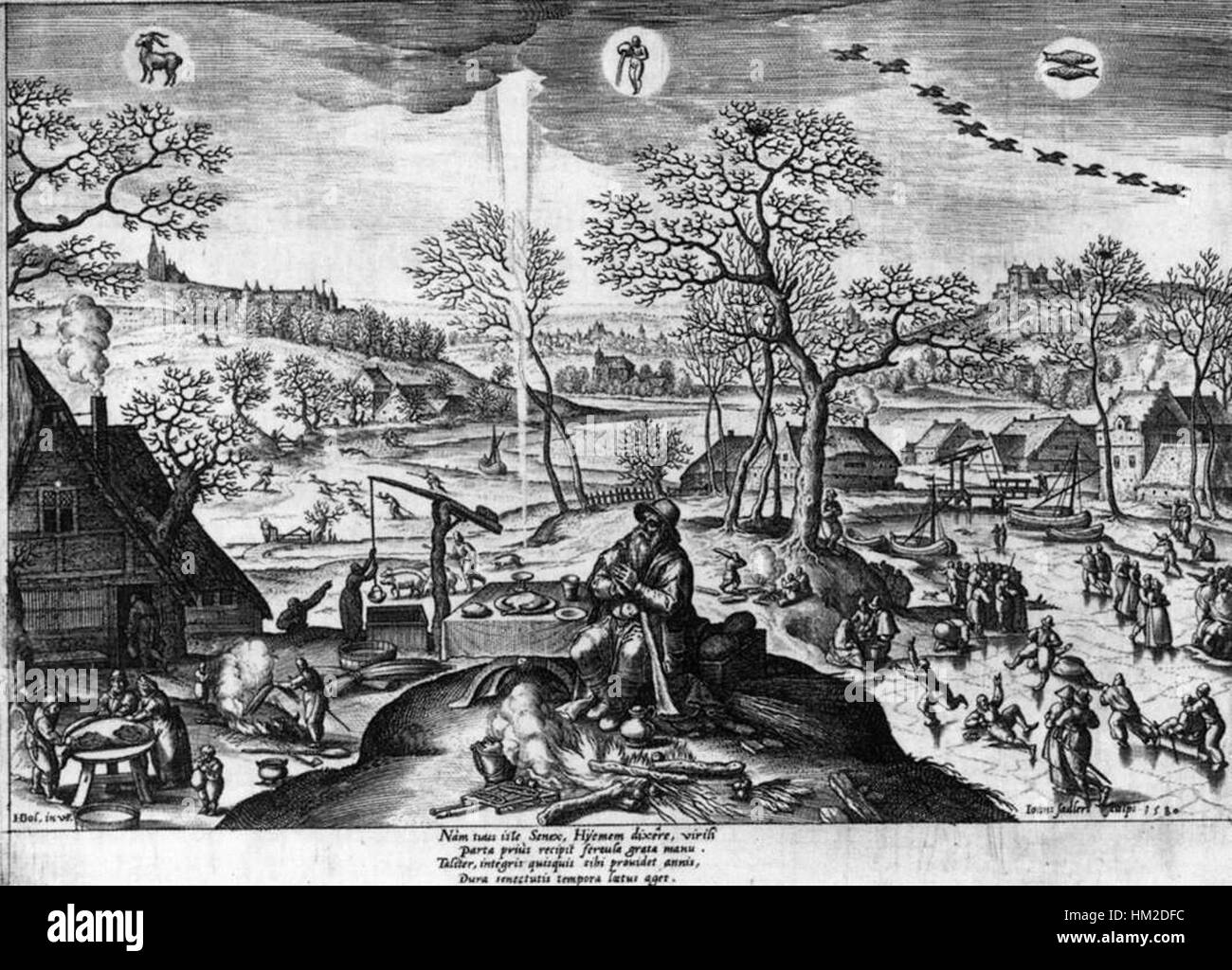 Jan Sadeler’s 'Winter' is a print from the 16th century, showcasing a ...